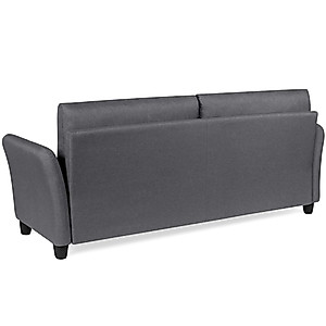 Best Choice Products 76 inch Linen Fabric Upholstered Contemporary Sofa Couch Lounger, Dark Gray