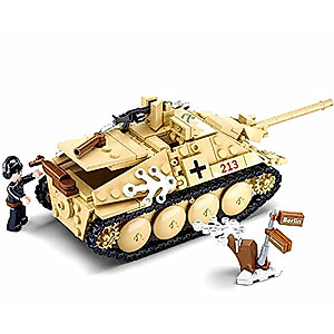 hhohio Hunter Tank Destroyer, Military Brick WW2 Flak Anti-Tank Gun Sets, Army World War 2 Toys Building Block with 3 Soldiers Figures (459 Pieces)
