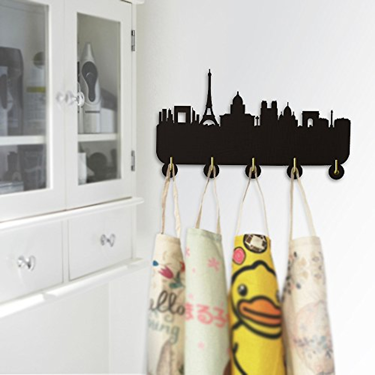 The Geeky Days France Paris Skyline Tourist Attraction Home Decor Wall Art Modern Wall Hooks Clothes Robe Towel Hooks Bathroom Door Living Room Wall Decor
