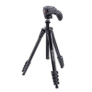 Manfrotto Compact Action Aluminium Tripod with Hybrid Head forEntry-Level DSLRs, Mirrorless up to 1.5kg Black