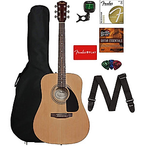 Fender FA-115 Dreadnought Acoustic Guitar Bundle with Gig Bag, Tuner, Strings, Strap, Picks, and Austin Bazaar Instructional DVD