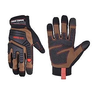 True Grip Men's Duck Canvas Elite Work Gloves Touchscreen , Natural, Large Pack of 1 US