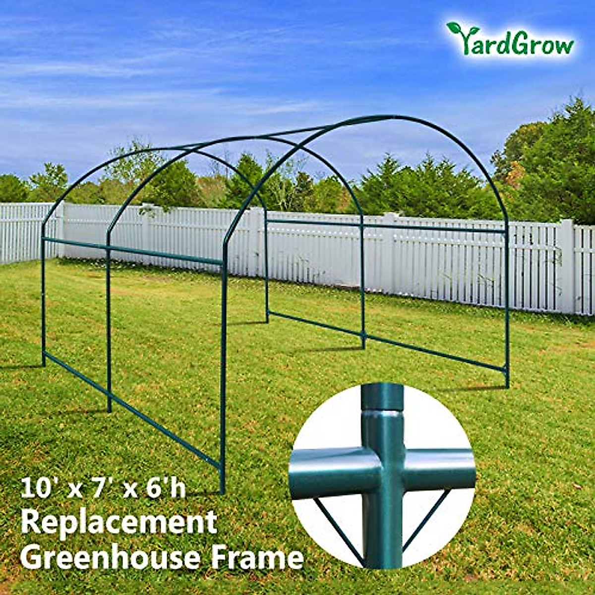 YardGrow Greenhouse Frames for Larger Hot Garden House Support Arch Frame Climbing Plants/Flowers/Vegetables (10'X7'X6')