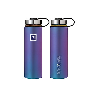 IRON °FLASK Camping & Hiking Hydration Flask with 3 Lids - Stainless Steel, Double Walled & Vacuum Insulated Water Bottle - Leak Proof & BPA Free (Aurora, Straw - 22 oz)