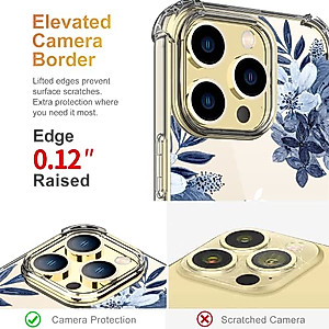 ilnehc Flower Pattern Designed for iPhone 13 Pro Max Case[with Screen Protector], Floral Clear Women Phone Case Shockproof Protective Soft TPU Bumper Cover 6.7 Inch 2021