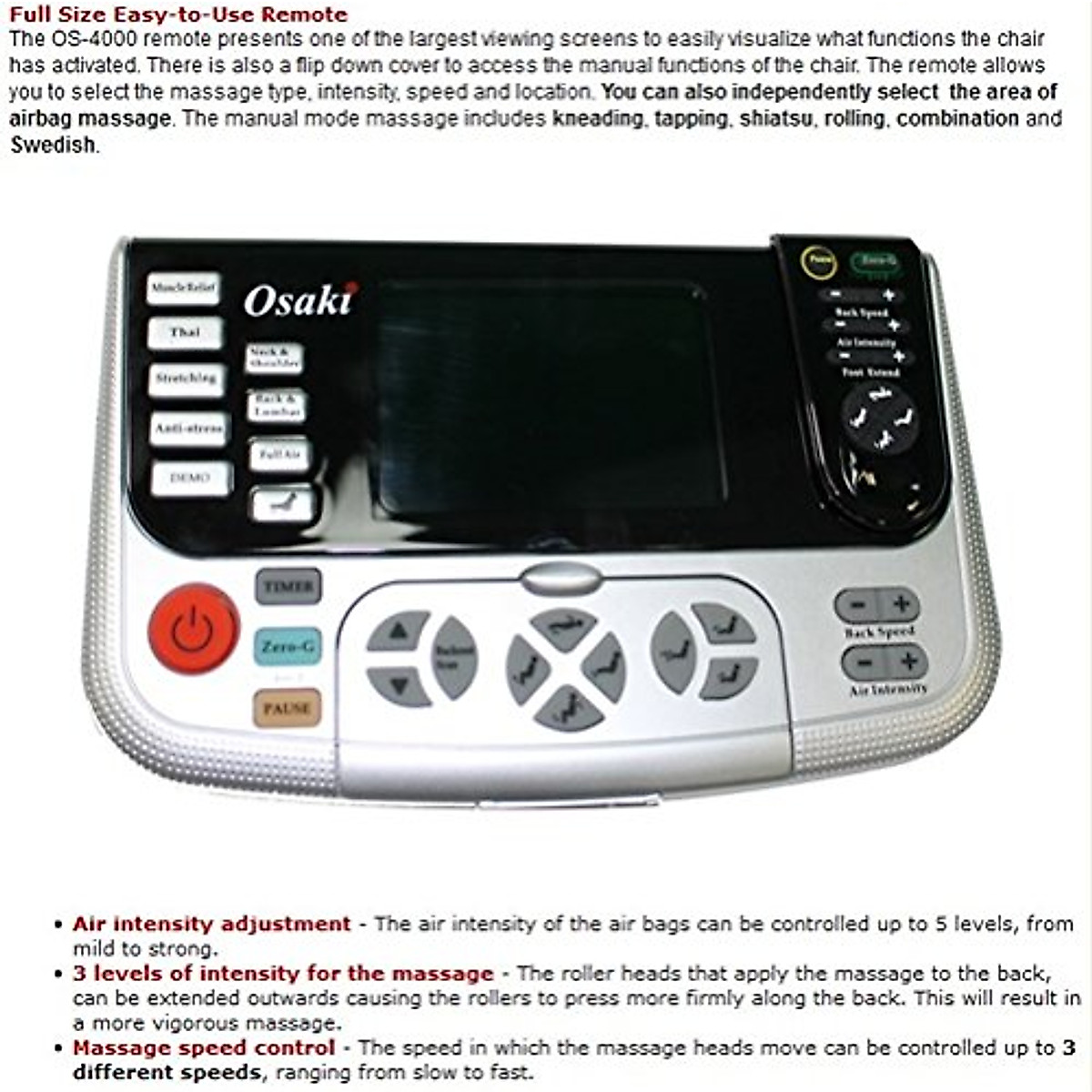 Osaki OS-4000T | Black | 2D S-Track Full Body Massage Chair | Zero Gravity | Body Scanning | Space Saving | Full Body Air Bag Compression. | Lumbar Heating | Foot Roller