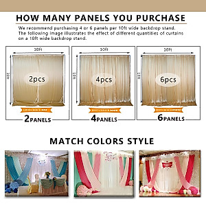 SweetEasy 2pcs 5ftx10ft Wedding Backdrop Curtains for Parties Birthday Baby Shower Bridal Home Party Festival Engagement Arch Party Stage Decorations Photography(Champagne)