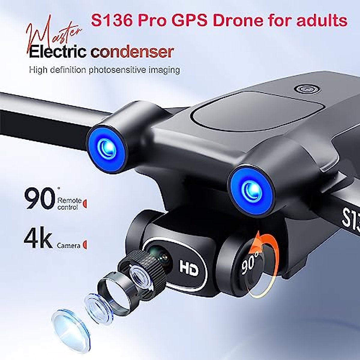 Dynoson GPS Drone with 4K HD Camera for Adults Beginners, 3 Batteries for 60 Minutes Long Flight Time,5G Transmission FPV and Long Range GPS Drone with Brushless Motor and Optical Flow,GPS Auto Return,Intelligence Follows me,Include 3 Batteries and handba