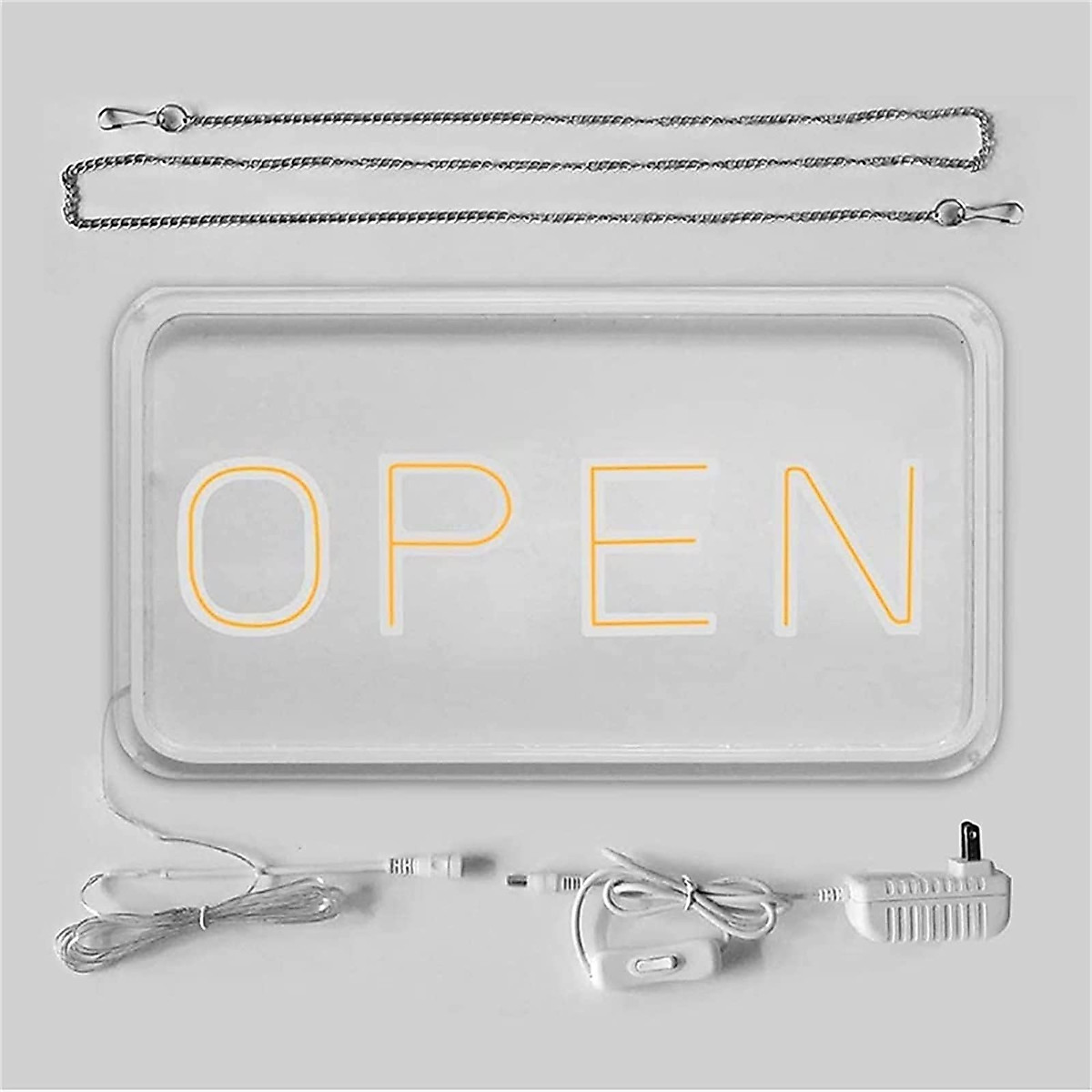 YOYAL Open Letter Neon Sign Led Modeling Light Luminous Letters Signboard Acrylic Panel Neon Decorative Light, 41x23cm