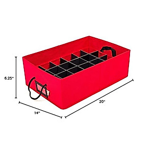 Santa's Bags [Christmas Ornament Storage Box with Dividers] - (Holds 48 Ornaments up to 3 Inches in Diameter) | Acid-Free Removable Trays with Separators | 2 Removable Trays