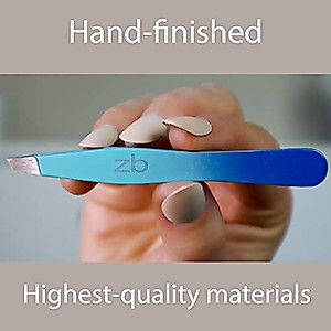 Zizzili Basics Tweezers - Limited Edition Aqua Ombré Slant Tweezer - Best Tweezers for Eyebrow, Hair Removal and Your Precision Needs
