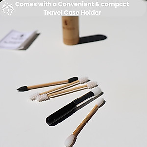 BOETECO Bamboo Reusable qtip Ear Swab and Makeup Swabs Kit. 1 Case with 4 Reusable Silicone Cotton Swabs for Ears, Baby, Beauty.