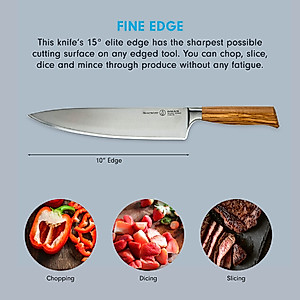 Messermeister Oliva Elite Stealth 10” Chef’s Knife - Fine German Steel Alloy Blade & Natural Mediterranean Olive Wood Handle - Rust Resistant & Easy to Maintain