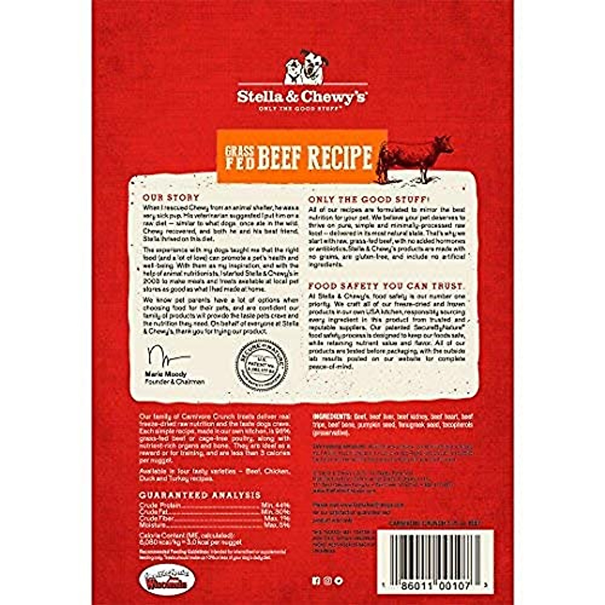 Stella & Chewy's Freeze-Dried Raw Carnivore Crunch Grass-Fed Beef Recipe Dog Treats – 3.25 oz. Bag