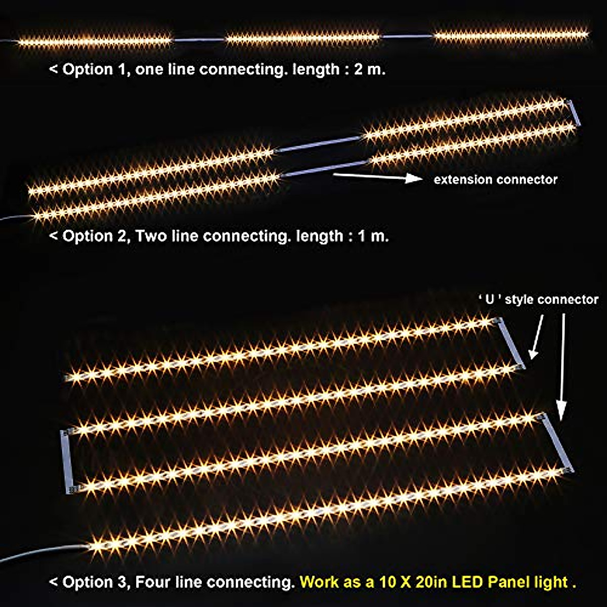 WOBANE Under Cabinet Lighting Kit,Flexible LED Strip Lights Bar,Under Counter Lights for Kitchen,Cupboard,Desk,Monitor Back,Shelf,6.6 Feet Tape Light Set,ETL Listed,120 LEDs,1100lm,2700K WarmWhite