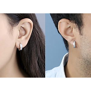 Dazzlingrock Collection Round White Diamond Double Row Unisex Hoop Earrings in 10K White Gold