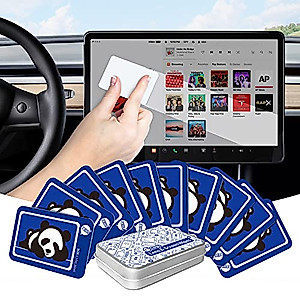 Car Screen Cleaner Wipes, Reusable Car Interior Cleaning Cloth Sticker Assecories for for Display, Sun Visor, Dashboard, Center Control, GPS Dust Detail Removal-Cute Design With Storage Box (10 Pack)