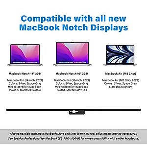 EyeBloc Webcam Cover for MacBook Notch Series 2022. Designed for All 2021 & 2022 MacBook Air & MacBook Pro Notch Displays