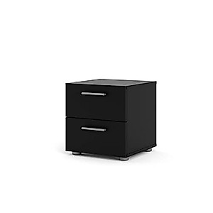 Tvilum 2 Drawer Bedroom Nightstand Nighstand, 15.75 in x 15.85 in x 16.65 in, Black