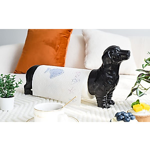 Dachshund Dog Paper Towel Holder for Kitchen, Freestanding Countertop Kitchen Paper Towel Holder, Vintage Animal Tissue Towel Display Stand, Black