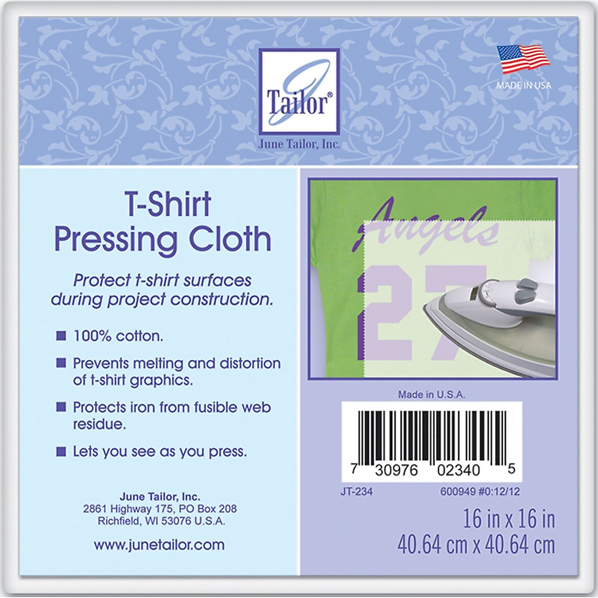 June Tailor Pressing Cloth, 16"x16", White