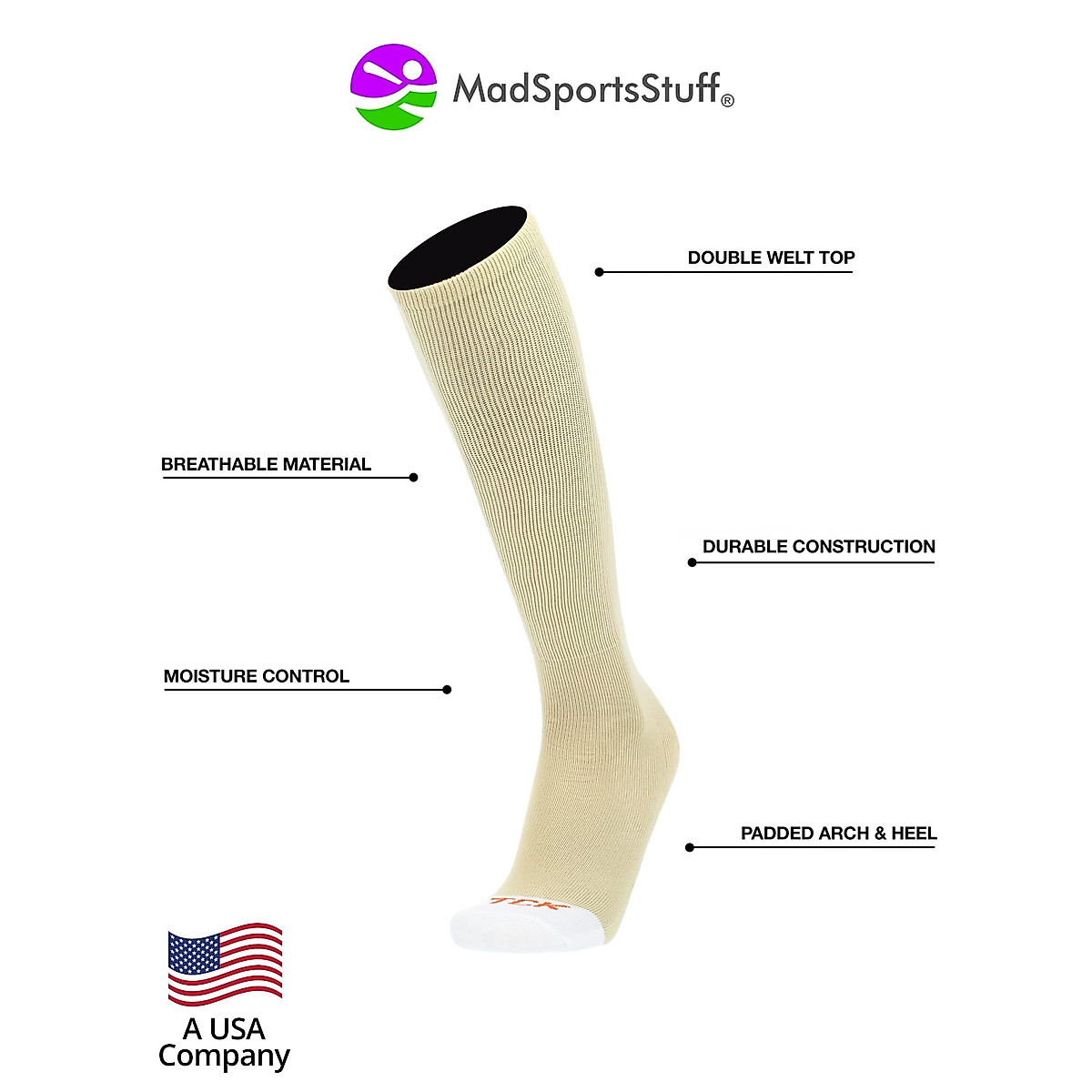 MadSportsStuff Baseball Socks - for Boys or Men Girls or Women - Softball Football - Youth and Adult sizes