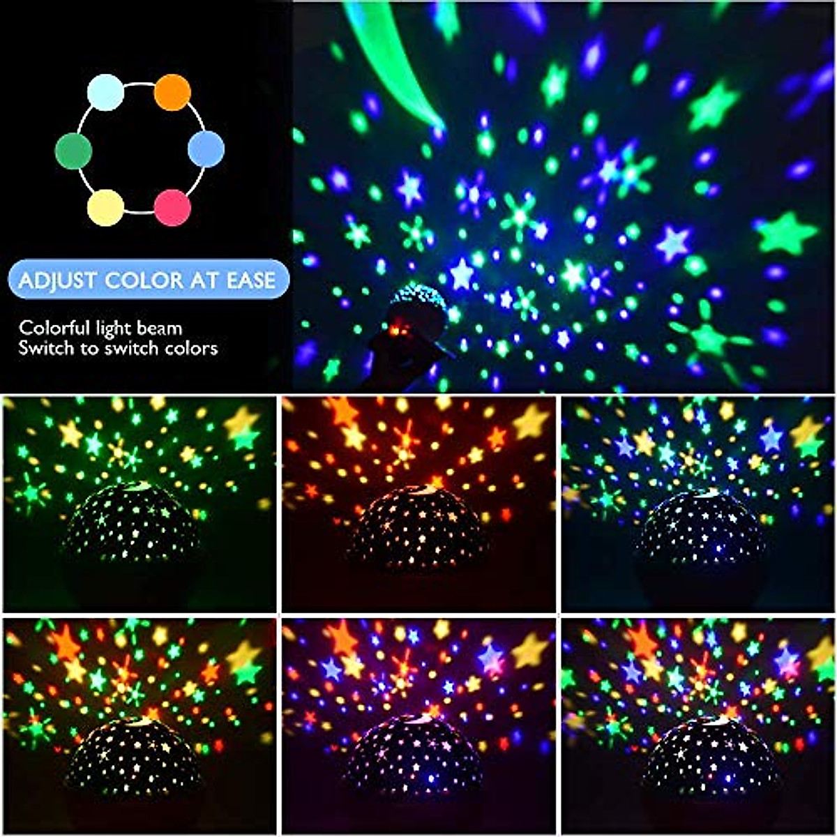 Elecstars Night Lights, Rechargeable Star Projector with Remote Control and Timer Auto Off Design, Rotating Projection Lighting Lamp, Room Decor. (Green)…