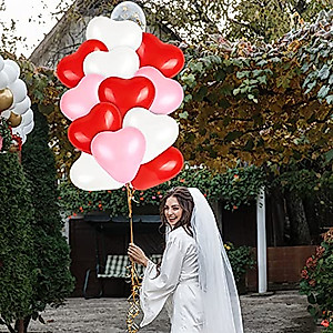 60 Pieces Love Heart Balloons Red Pink White Latex Heart Balloons for Valentines Day Wedding Anniversary Engagement Birthday Garden Company Celebration Graduation Prom Party Romantic Decoration
