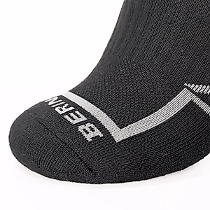 BERING Men's Performance Athletic Ankle Running Socks, Black, Size 9-12, 6 Pairs