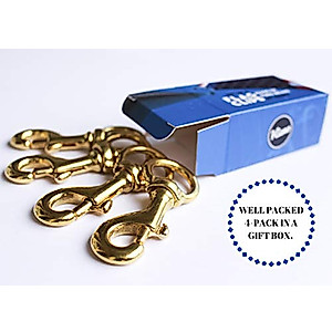 Flag Clips for Rope 4-Pack - Durable 3.2” Bronze Brass Snap Clip with Swivel Eyelet - Best for Flag Poles with Halyard Rope - 4 PCS Flag Pole Clips by Hieno Supplies