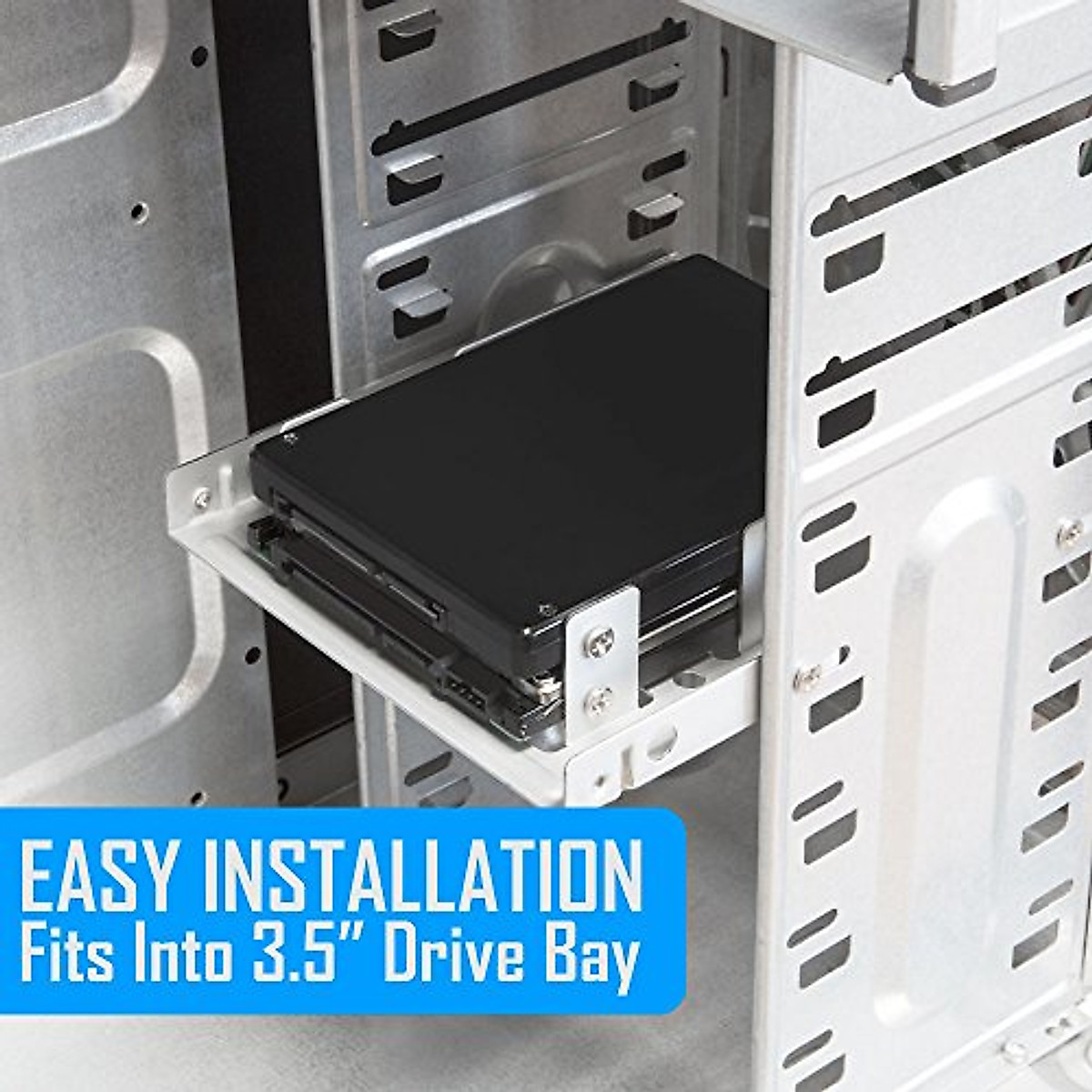 Kingwin SSD Hard Drive Mounting Kit Internal, Convert Any 2 x 2.5” Solid State Drive/HDD Into a 3.5 Inch Drive Bay. Mounting Screws Included, Quick and Easy Installation [HDM-225]