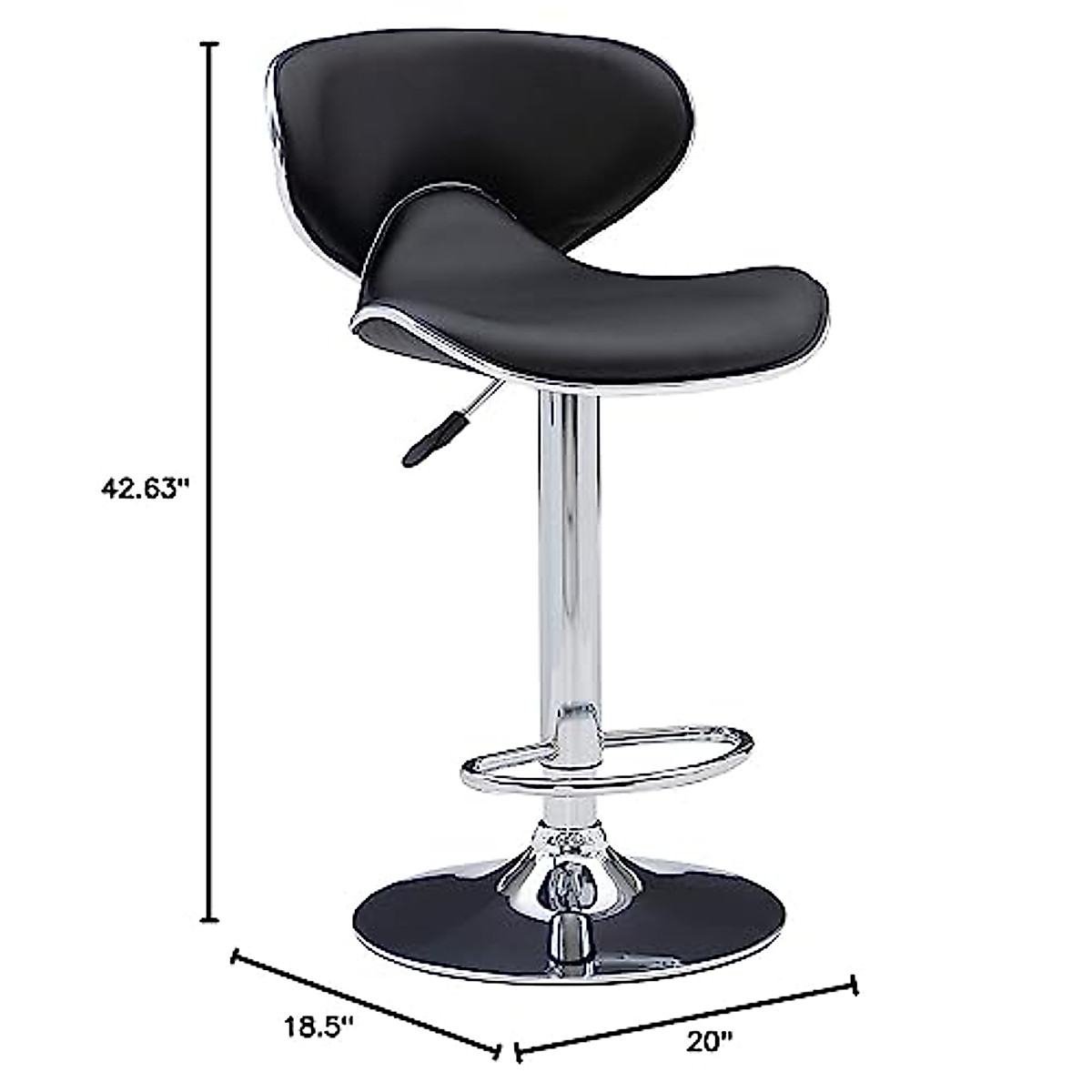 Powell Furniture Powell PU, Chrome/Black Barstool