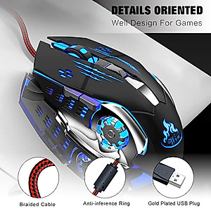 Jeercor Wired Gaming Mouse for Gaming and Daily DPI Four Gears Adjusted to 3200 Ergonomic Mouse with Comfortable Handle Suitable for PC Laptop and Windows Multifunctional (Black)