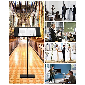 KSacry Acrylic Podium Stand, 42.3" H Black Angle Adjustable Acrylic Podiums for Church,Modern Lecterns & Pulpits for Classroom, Concert, Church, Speech, Easy Assembly, Metal Base, Black