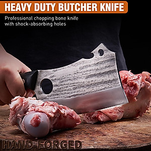 Naitesen 4PCS Butcher Knife Set Hand Forged Meat Cleaver Chef Knife Boning Knife Utility Knife Very Sharp for Meat Cutting Butcher Chopping for Home Cooking