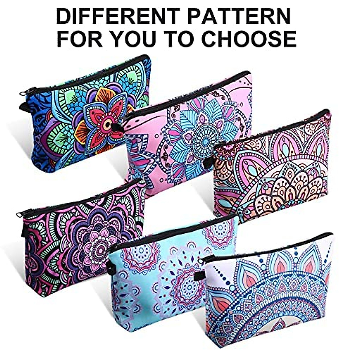 Sanwuta 12 Pieces Cosmetic Bags Makeup Bags Printed Roomy Toiletry Bag Waterproof Beauty Bag Organizer Pouches with Zipper Makeup Accessories for Women(Classic Style)