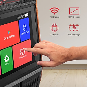 Pyle Portable Wireless BT Streaming Karaoke Machine Loudspeaker with Touch Screen and Wireless Microphone, Wheels and Handle Bar, Supports USB/SD/MMC/PC/TV / MP3 / Mobile Phone, etc.