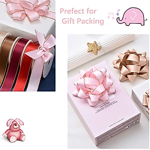 VIVIQUEN Pink Double Faced Satin Ribbon with Gold Edge, 1” Polyester Continuous Ribbon -25 Yards,Wide Ribbon for Gift Wrapping,Wedding,Bows Bouquet,Floral Arrangement and Craft