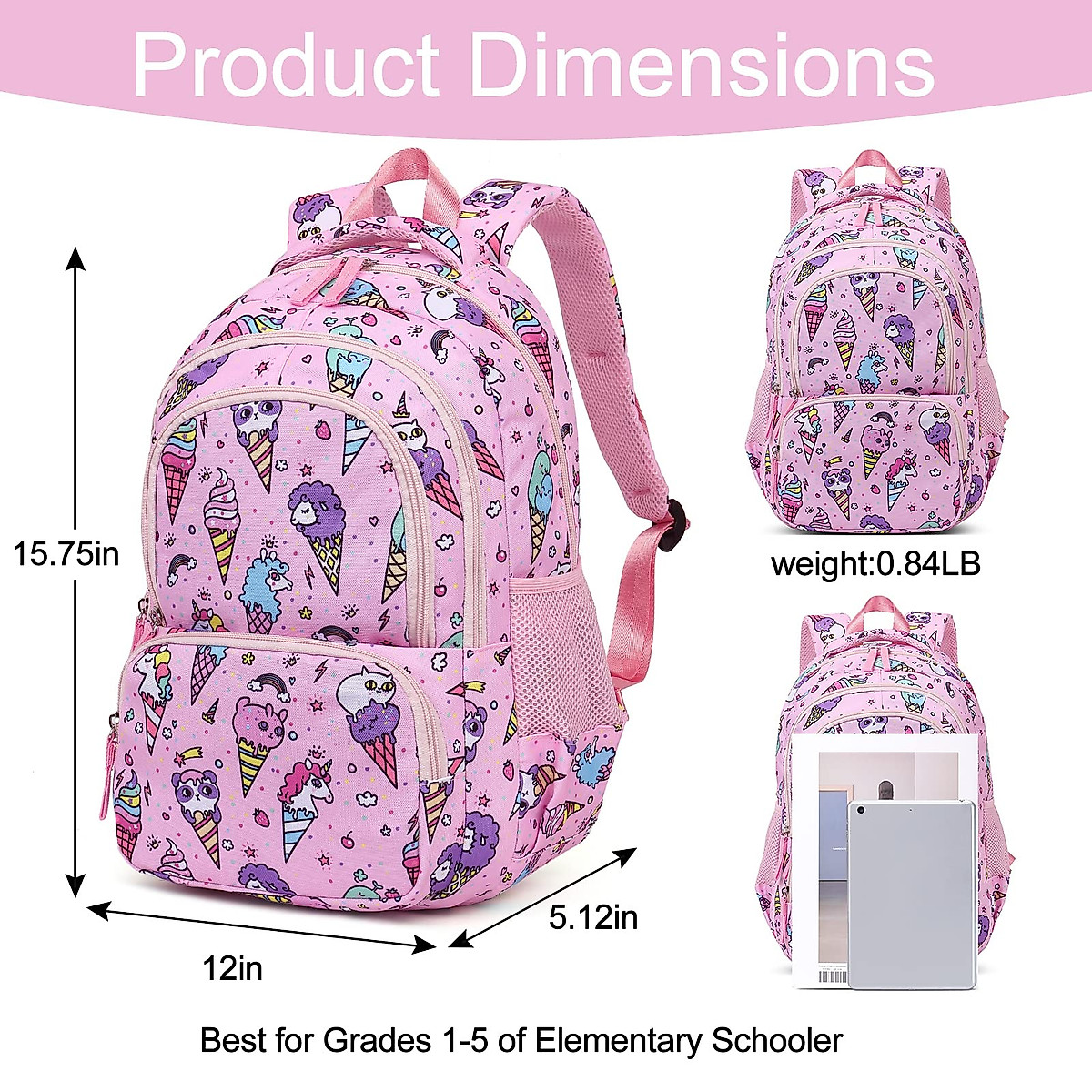 CLUCI Kids Backpack for Girls Bookbags Preschool Backpack Toddler Daycare School Bag Elementary Kindergarten Lightweight Waterproof Pink Unicorn
