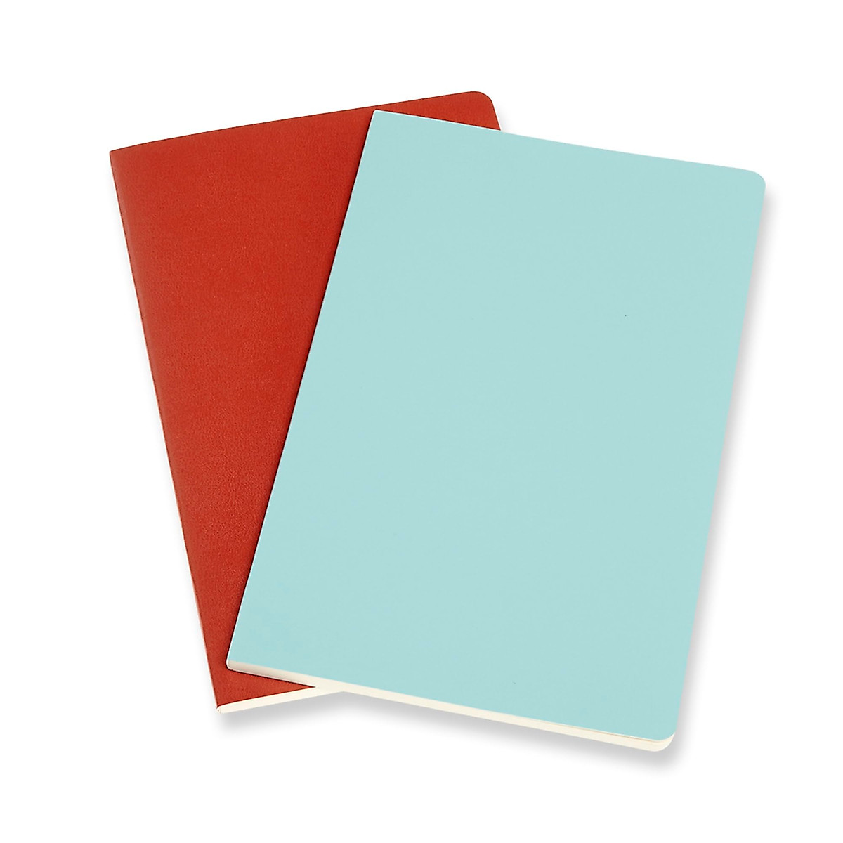 Moleskine Volant Journals, 5" x 8-1/4", Ruled, 96 Pages (48 Sheets), Coral Orange/Aqua Blue, Set Of 2 Journals