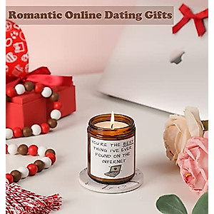 Romantic Gifts for Her Him, Online Dating Gifts, Best Thing I've Ever Found Internet, Anniversary, Valentines Day, Birthday Gifts for Boyfriend Girlfriend BFF Bestie, Sandalwood Rose Candle