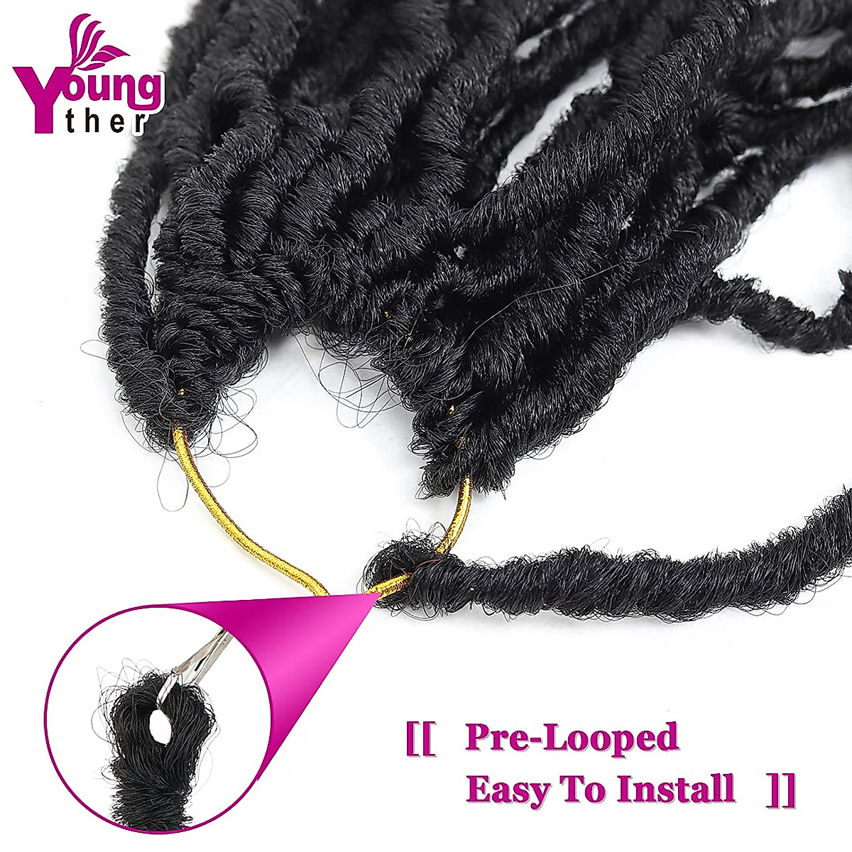 Youngther 24 Inch New Faux Locs Crochet Hair 6Pscks 84 stands Extensible New Goddess Soft Locs Crochet Hair Pre Looped Synthetic Crochet Braiding Hair for Black Women(24inch,6packs,1B)