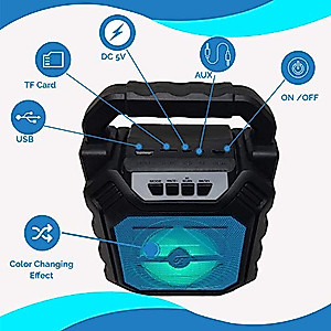 FM Radio TF/USB MP3 Player Bluetooth Portable Speaker Rechargeable-Black