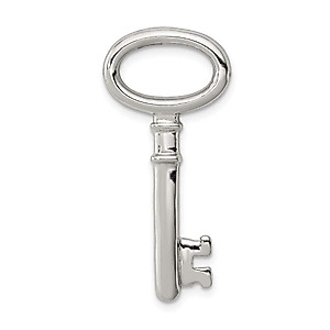 Solid 925 Sterling Silver Key Pendant Charm - 33mm x 15mm