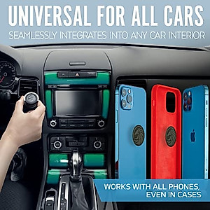 Universal Car Phone Mount Magnetic - All-Metal Car Mount for Smartphone & GPS - Cell Phone Holder for Car Dashboard. +100 to Safeness & Comfort