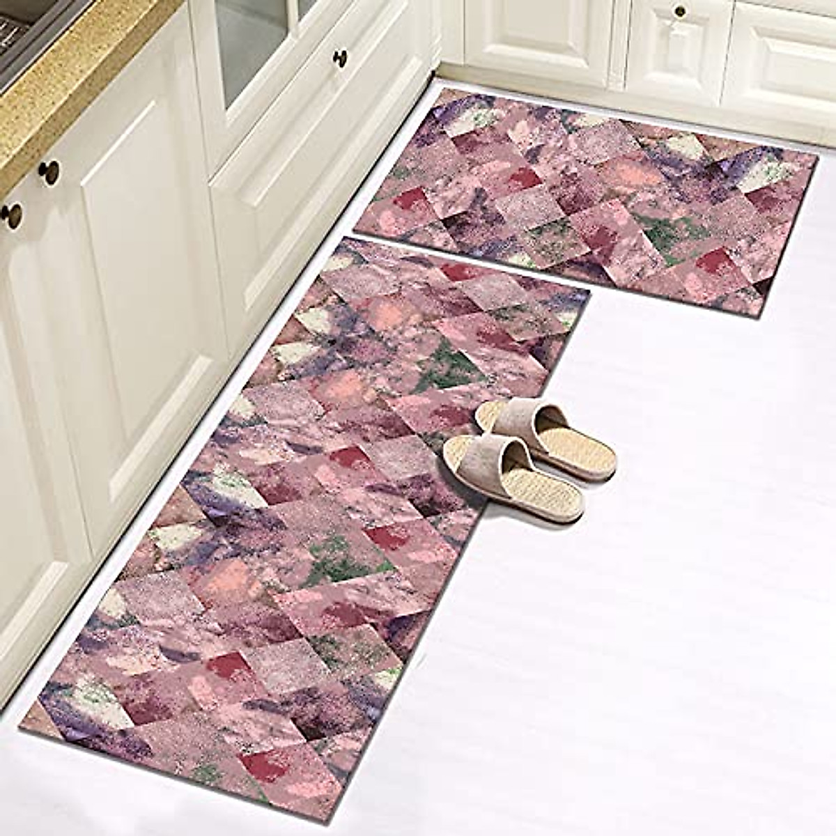 OPLJ Entrance Doormat Long Kitchen Mat Floor Carpet Bedroom Balcony Absorbent Living Room Rug Modern Non-Slip Washable Home A14 50x160cm