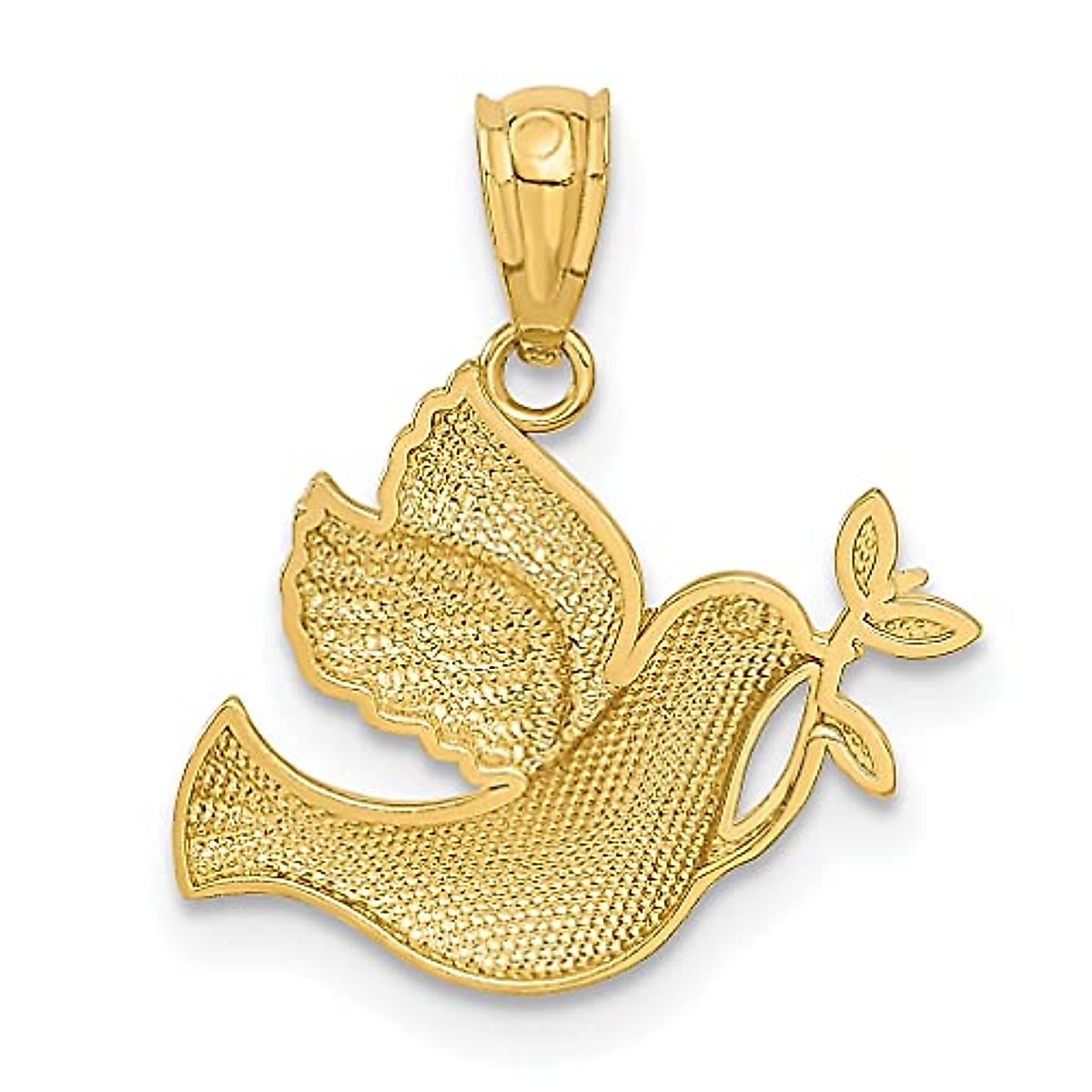 IceCarats 14K Yellow Gold Dove Symbol Peace Love Holy Spirit Bird Olive Branch Necklace Religious Pendant Christian Charm Only