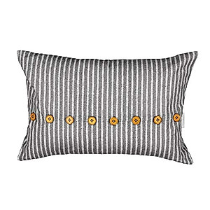 Waverly Stencil Vine Modern Striped Rectangular Decorative Throw Pillow, 14" x 22", Charcoal