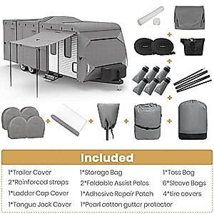 Leader Accessories Easy Setup RV Cover Extra Thick 5 Layers Travel Trailer Cover Camper Cover with Assist Poles (Fits 27' - 30')