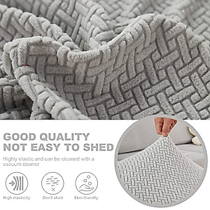 2024 New Wear-Resistant Universal Sofa Cover, Stretch Couch Cushion Slipcovers Replacement, Anti-Slip L Shape Sofa and Chaise Lounge Sofa Slipcover (Weave Light Grey,Chaise Cover)